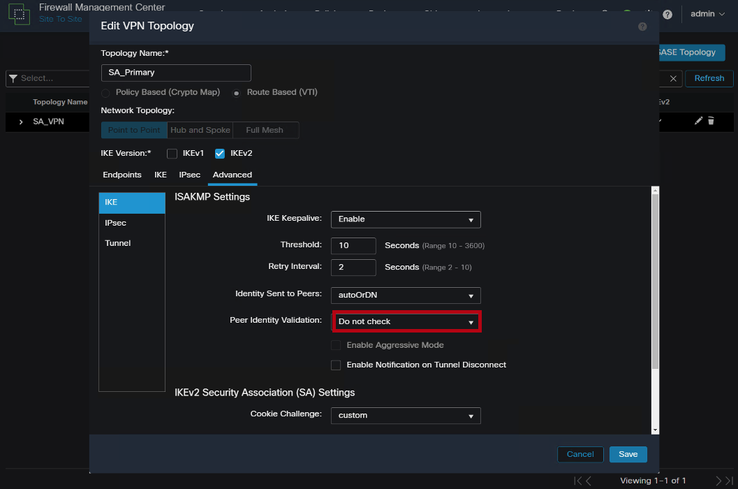 Create a S2S Tunnel between FTD and Cisco Secure Access