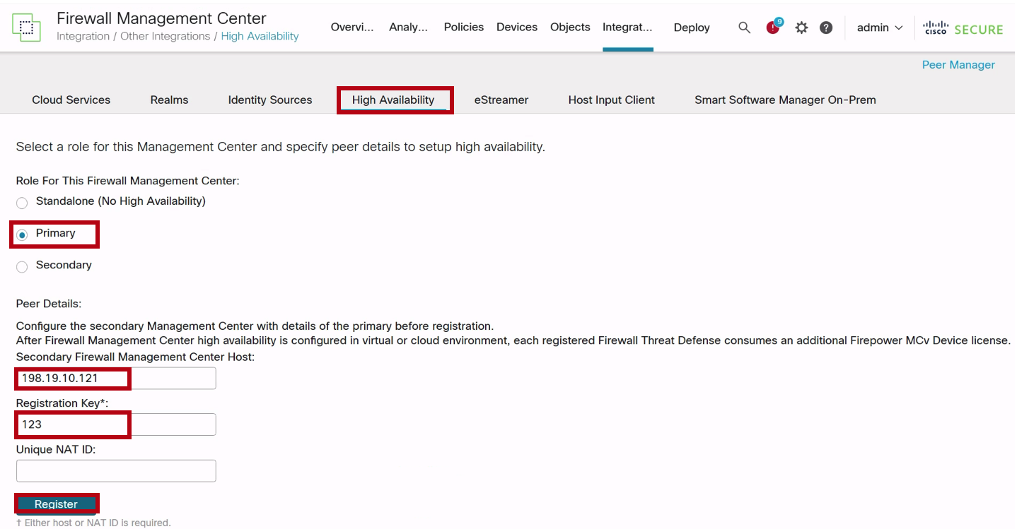 Configure High Availability on FMC